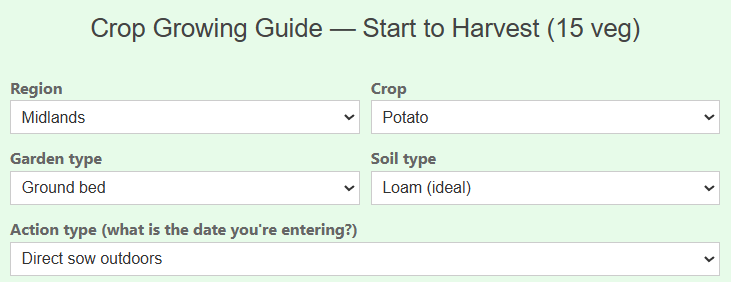 Crop Growing Guide Tool - 15 Vegetables - UK Garden Reviews